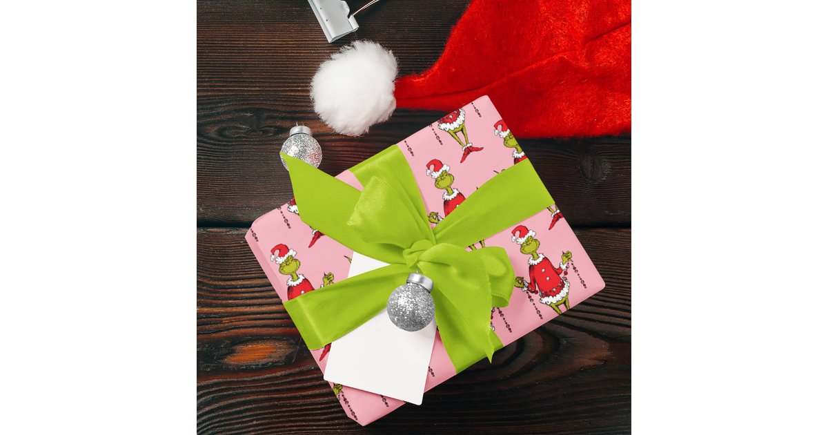Vintage Grinch Christmas Pink Pattern Wrapping Paper Sheets | Zazzle