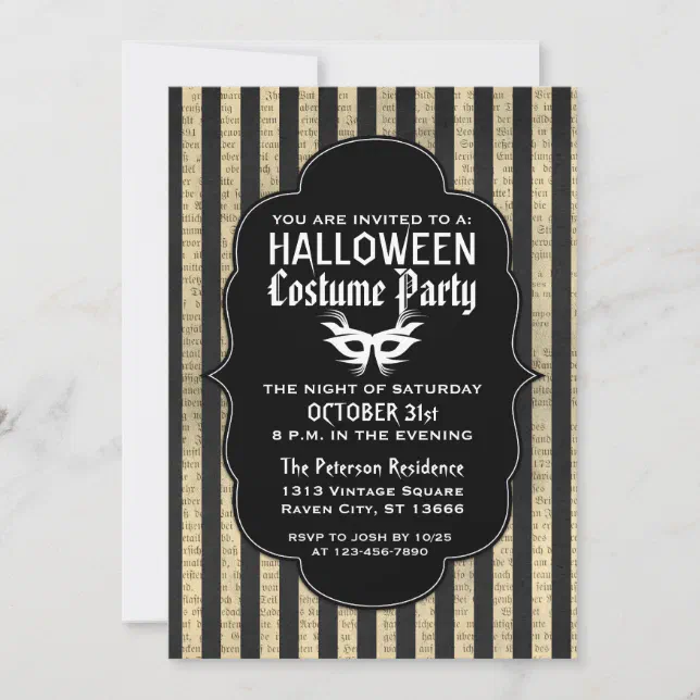 Vintage Grunge Halloween Costume Party Invitations | Zazzle