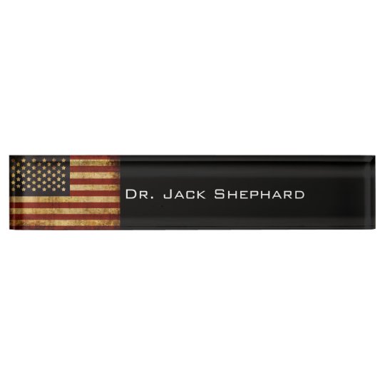 Vintage Grunge Patriotic USA American Flag Desk Name Plate | Zazzle.com