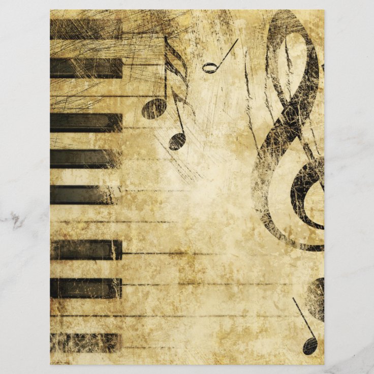 Vintage Grungy Music Notes Scrapbook Paper | Zazzle