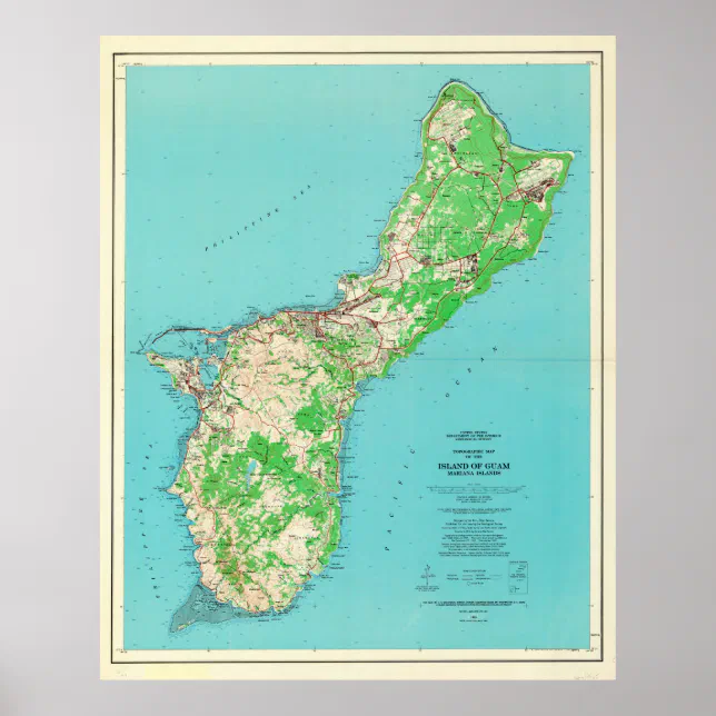 Vintage Guam Map (1965) Poster | Zazzle