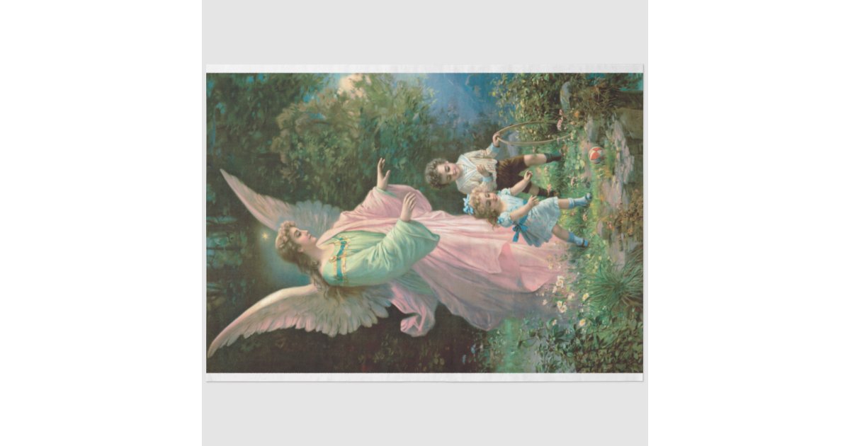 Vintage Guardian Angel Angels Christian Art Tissue Paper | Zazzle