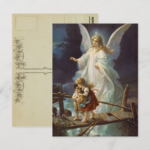 Vintage Guardian Angel Postcard | Zazzle