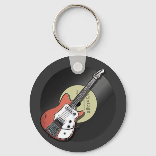 Vintage Guitar Keychain | Zazzle