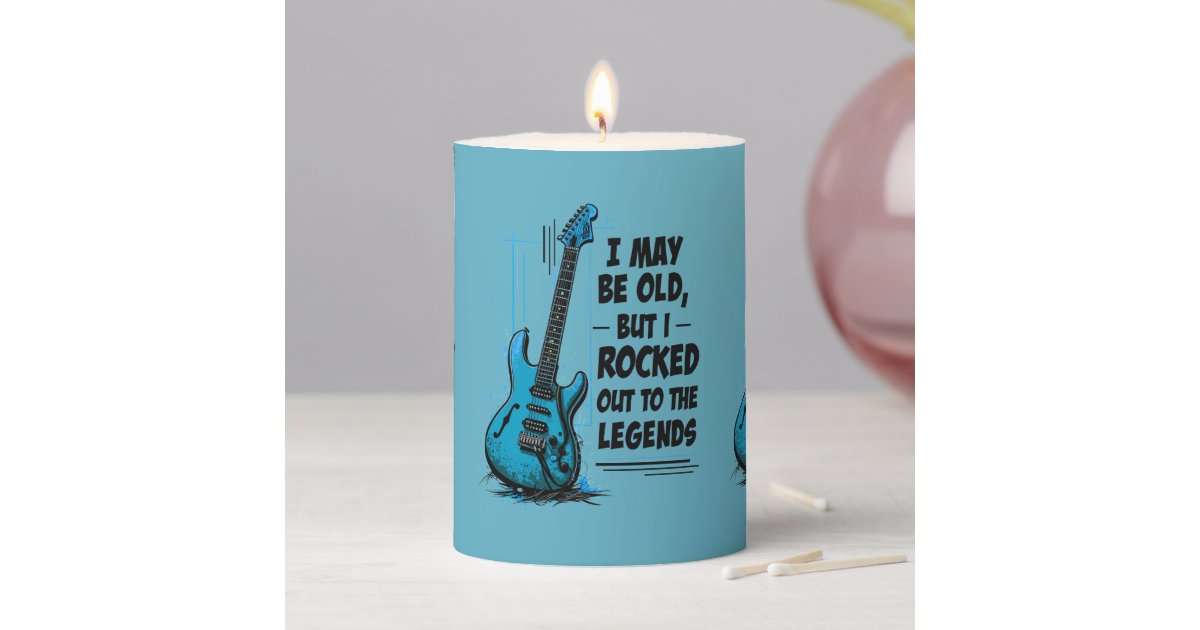 Vintage Guitar Retro Rock Legend Nostalgic Music Pillar Candle | Zazzle