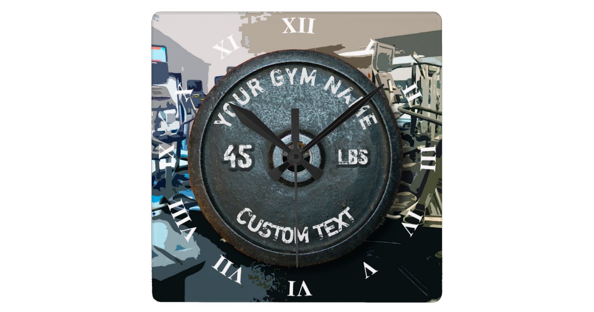 Vintage Gym Owner or User Fitness 45 Pounds Funny Square Wall Clock ...