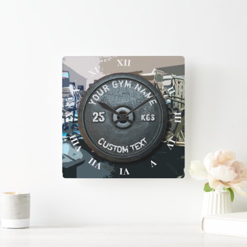 Vintage Gym Owner or User With Fitness Funny Square Wall Clock | Zazzle