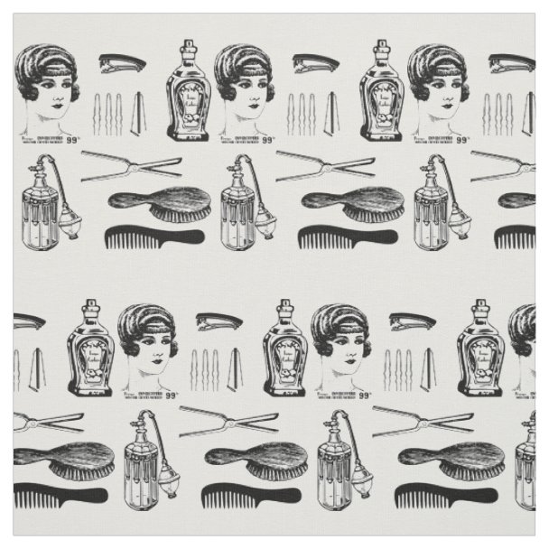 Vintage Hairdresser scissors pattern hair stylist Fabric | Zazzle