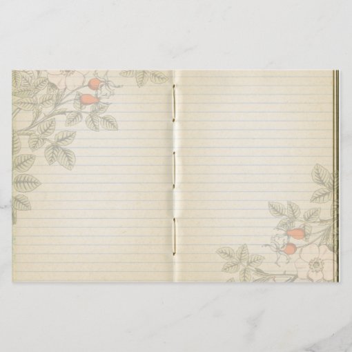 Vintage Half Journal Page Wild Rose Scrapbook | Zazzle