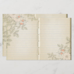 Vintage Half Journal Page Wild Rose Scrapbook | Zazzle