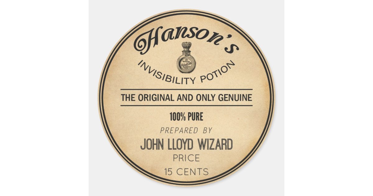 Vintage Halloween Apothecary Invisibility Potion Classic Round Sticker | Zazzle