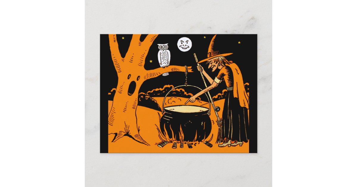 Vintage Halloween Art Holiday Postcard | Zazzle