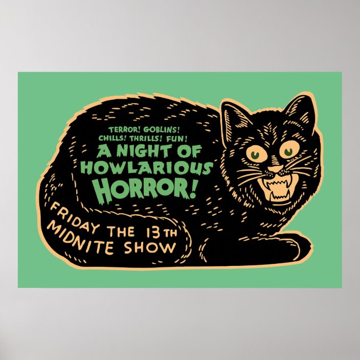 Vintage Halloween Black Cat Poster | Zazzle.com