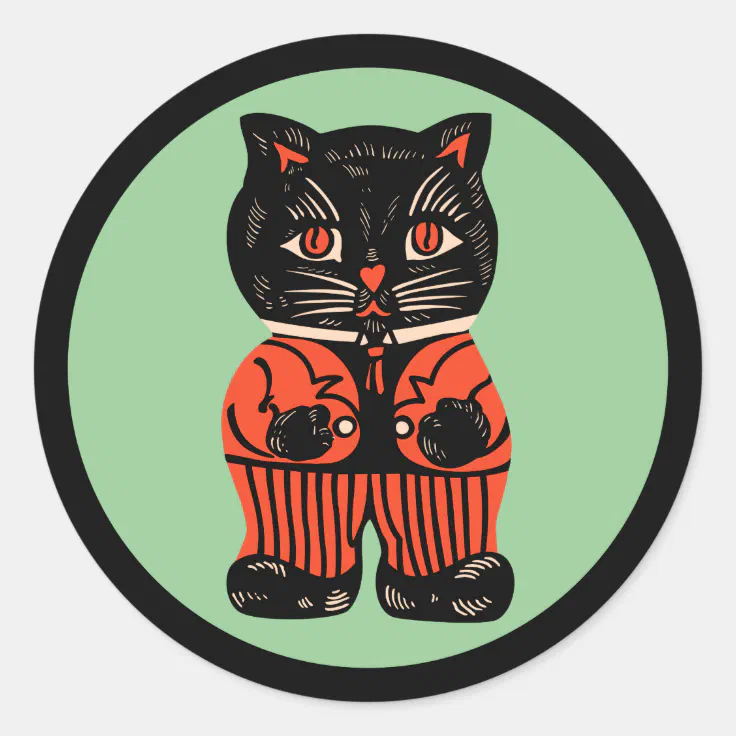 Vintage Halloween Cat Sticker | Zazzle
