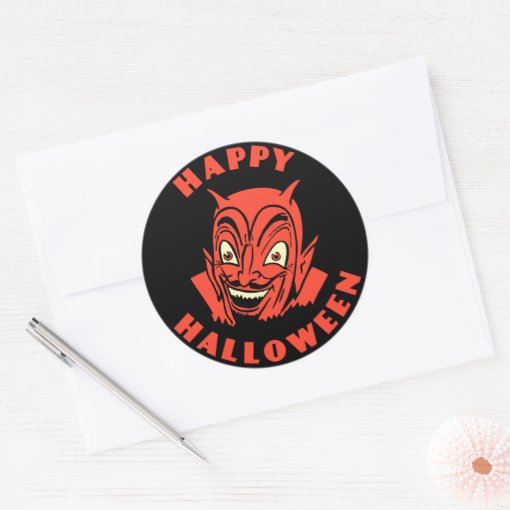Vintage Halloween Devil Happy Halloween Sticker | Zazzle