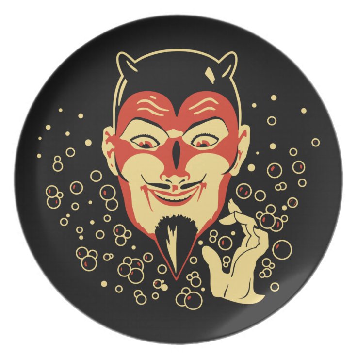 Vintage Halloween Devil with Bubbles Plate | Zazzle