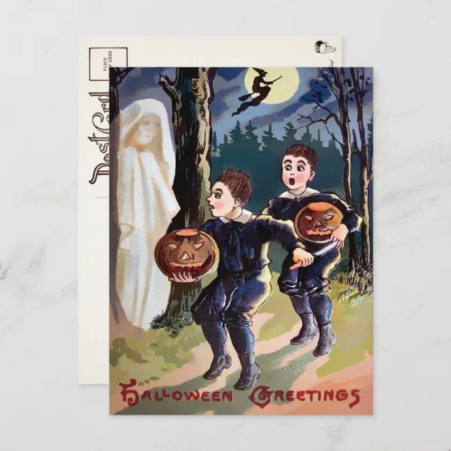 Vintage Halloween Ghost Postcard | Zazzle