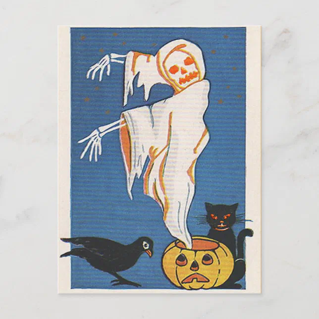 Vintage Halloween Ghost Postcard | Zazzle