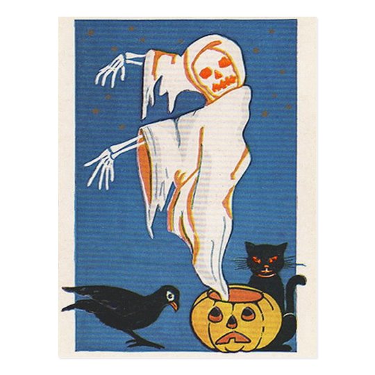 Vintage Halloween Ghost Postcard | Zazzle.com