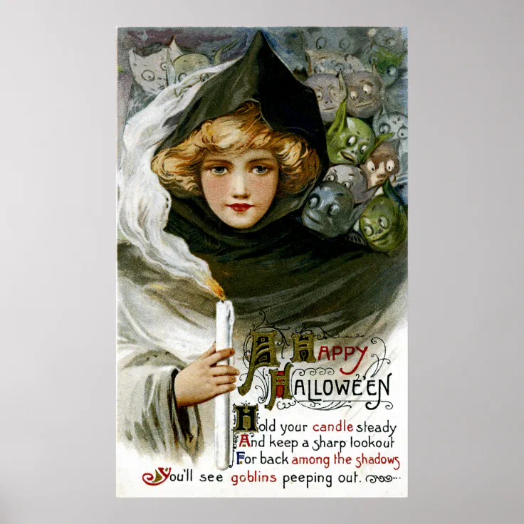 Vintage Halloween Girl Poster | Zazzle