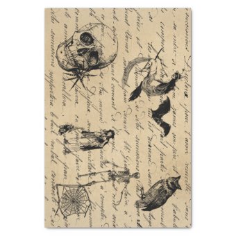 Vintage Halloween Goth Decoupage Victorian Tissue Paper | Zazzle