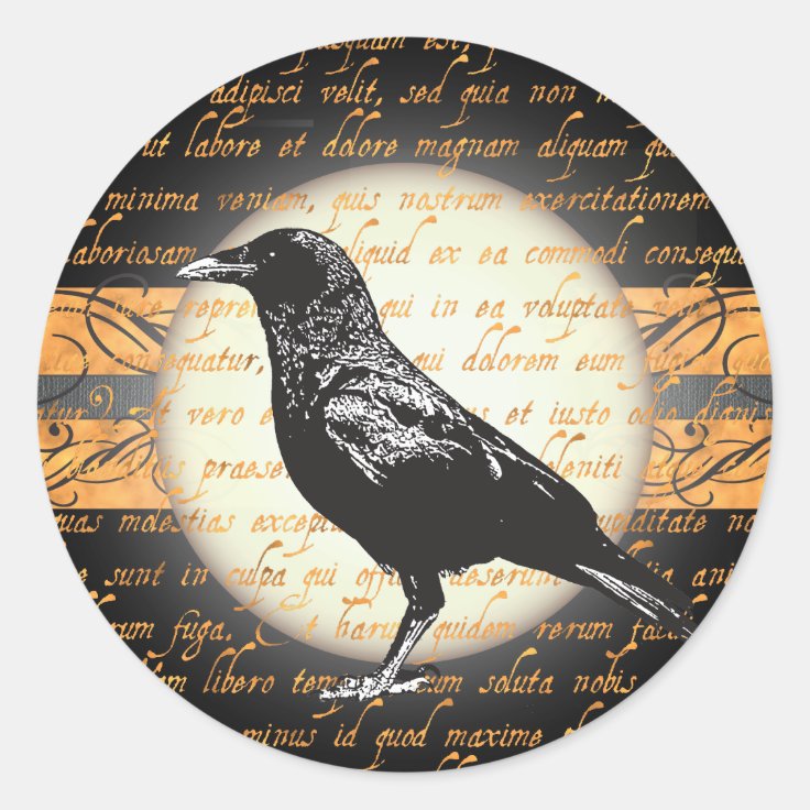 Vintage Halloween Nevermore Raven Stickers | Zazzle