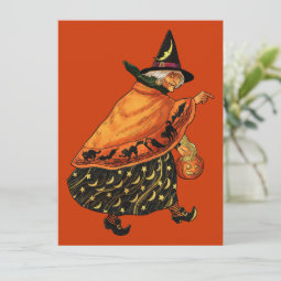 Vintage Halloween Old Witch Card | Zazzle