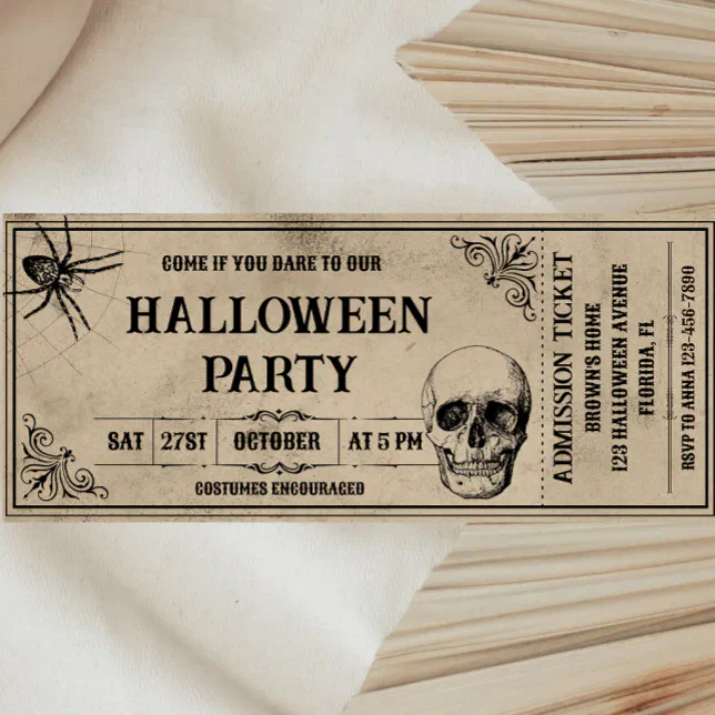 Vintage Halloween Party Ticket Invitation | Zazzle