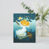 Vintage Halloween Pumpkin Ghost Postcard | Zazzle