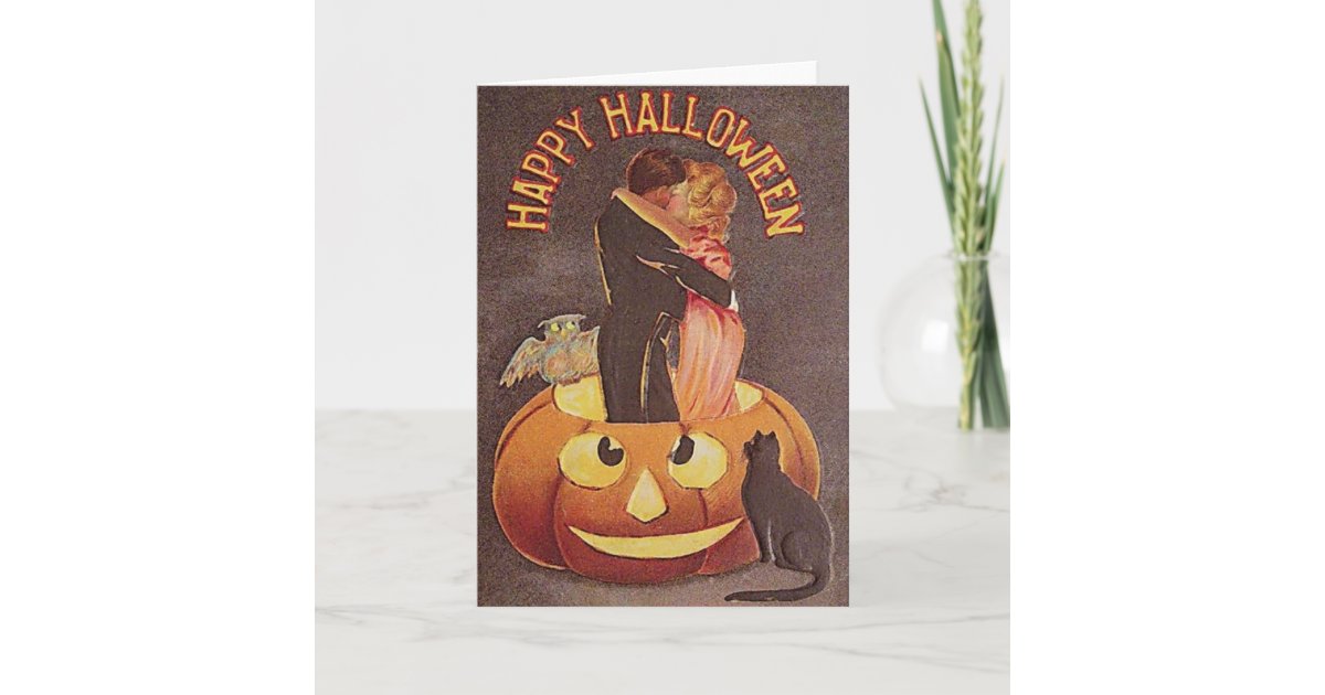 Vintage Halloween Romance Greeting Card | Zazzle