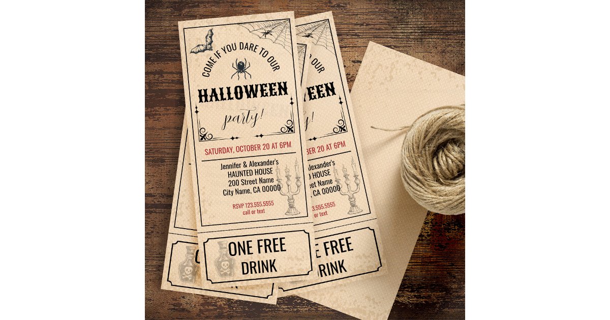 Vintage Halloween Ticket Invitation | Zazzle