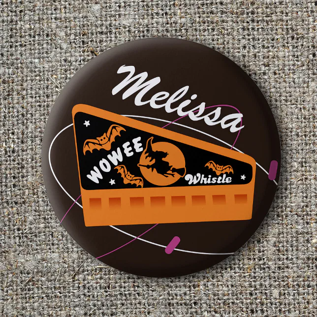 Vintage Halloween Wax Candy Witch Whistle + Name Button | Zazzle