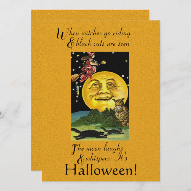 Vintage Halloween When Witches go Riding Card | Zazzle