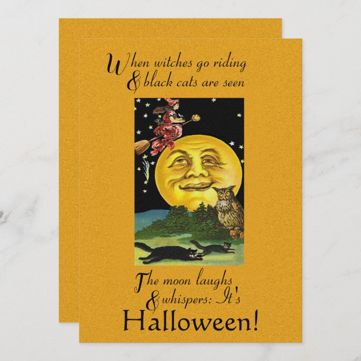 Vintage Halloween When Witches go Riding Card | Zazzle