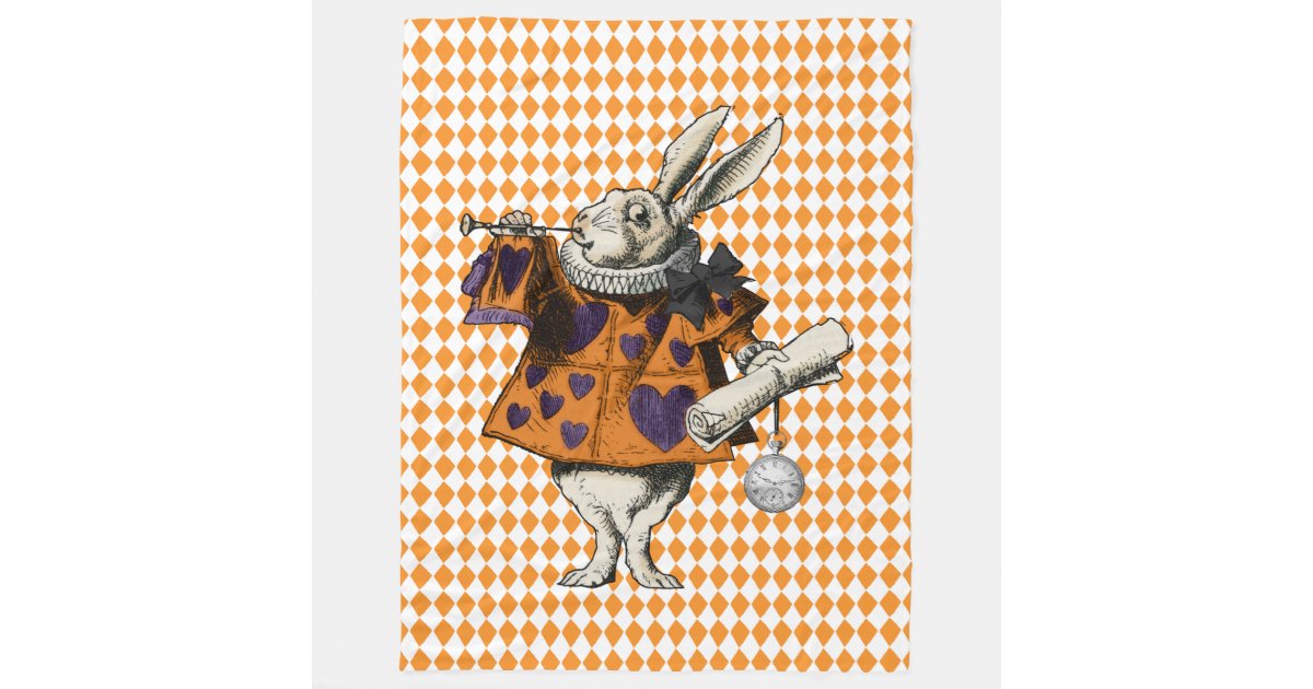 Vintage Halloween White Rabbit Alice In Wonderland Fleece Blanket | Zazzle
