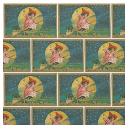 Vintage Halloween Witch Fabric | Zazzle