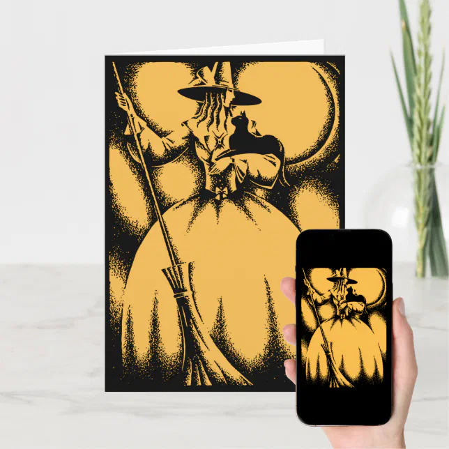 Vintage Halloween Witch Greeting Card | Zazzle