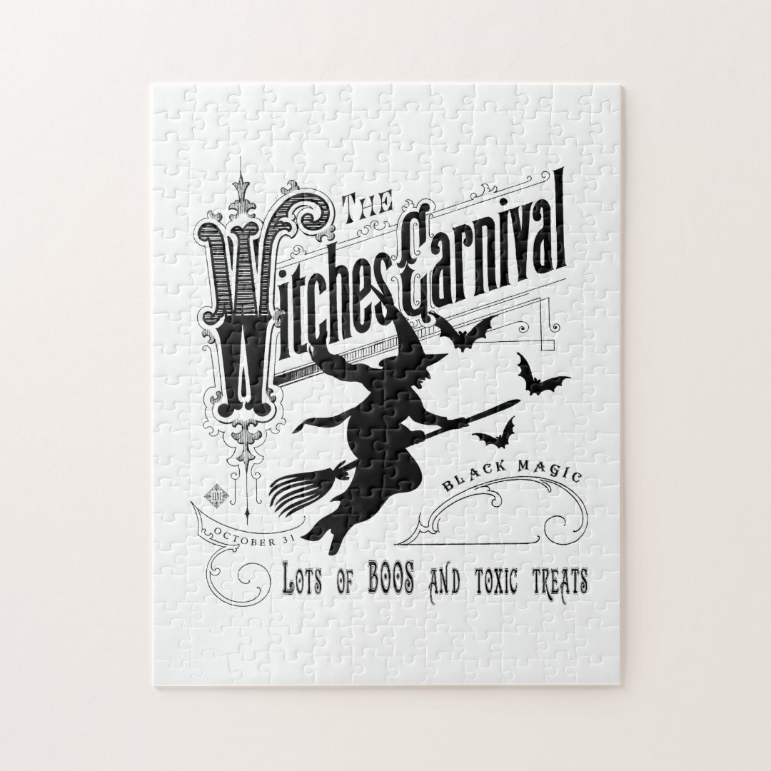 Vintage Halloween Witch Jigsaw Puzzle | Zazzle