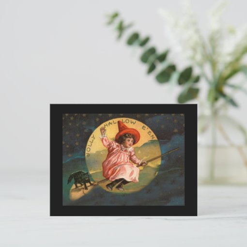 Vintage Halloween Witch Postcard | Zazzle