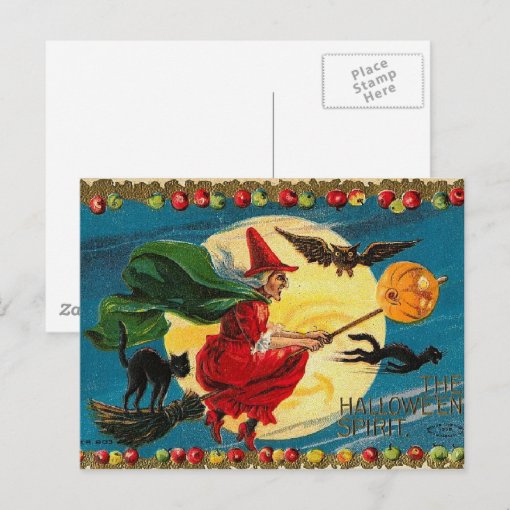 Vintage Halloween witch Postcard | Zazzle