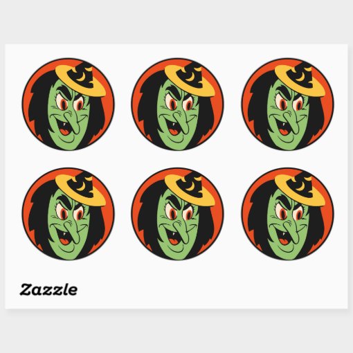 Vintage Halloween Witch Sticker | Zazzle