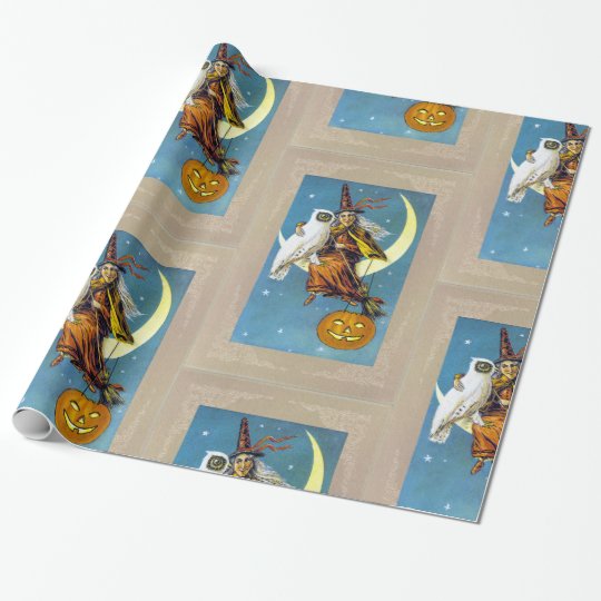 Vintage Halloween Witch Wrapping Paper | Zazzle.com