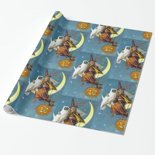 Vintage Halloween Witch Wrapping Paper | Zazzle.com