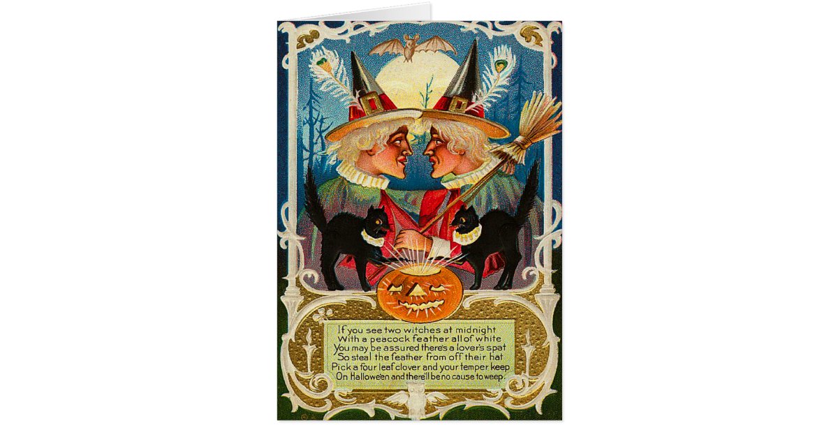 Vintage Halloween Witches Card | Zazzle.com