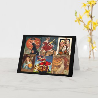 Vintage Halloween Women Montage Card | Zazzle