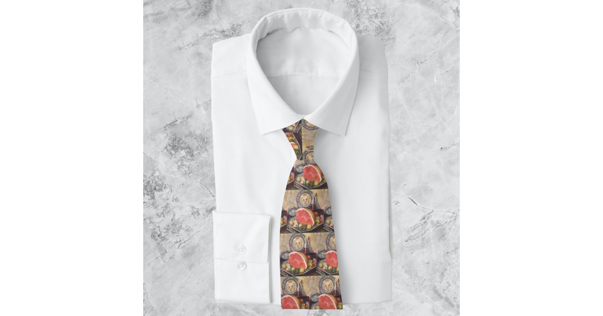 Vintage Ham Dinner with Green Beans and Potatoes Neck Tie | Zazzle
