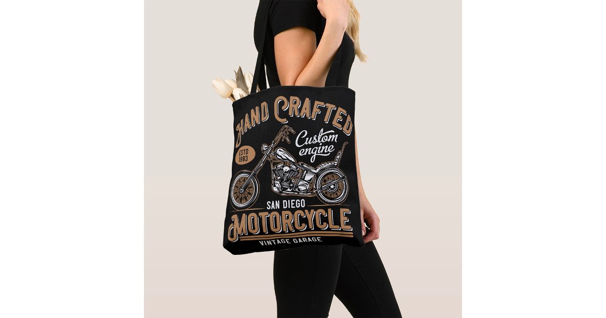 Vintage Hand Crafted Motorcycle Custom Design Tote Bag | Zazzle