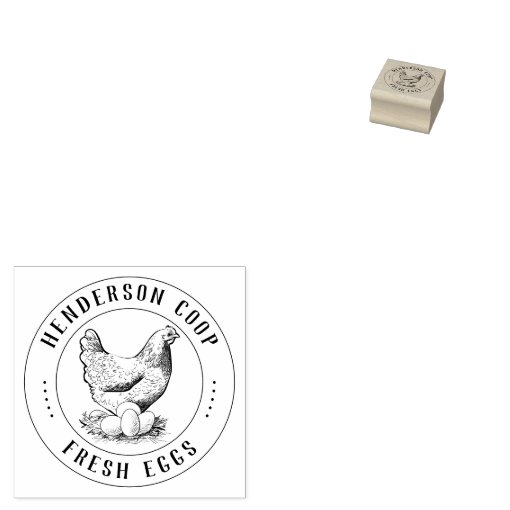 Vintage Hand-drawn Chicken Illustration Fresh Egg Rubber Stamp | Zazzle