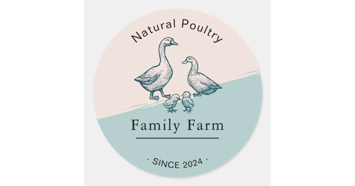 Vintage Hand Drawn Logo for Poultry Farm Classic Round Sticker | Zazzle