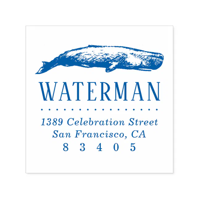 Vintage Hand-drawn Whale Name Return Address Self-inking Stamp | Zazzle